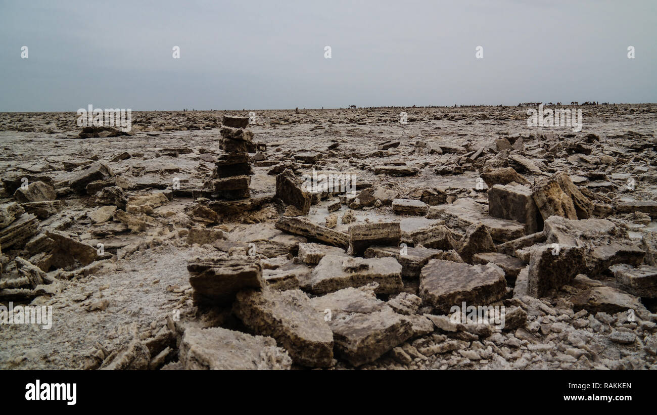 Production of salt on Karum lake, Danakil, Afar, Ethiopia Stock Photo ...