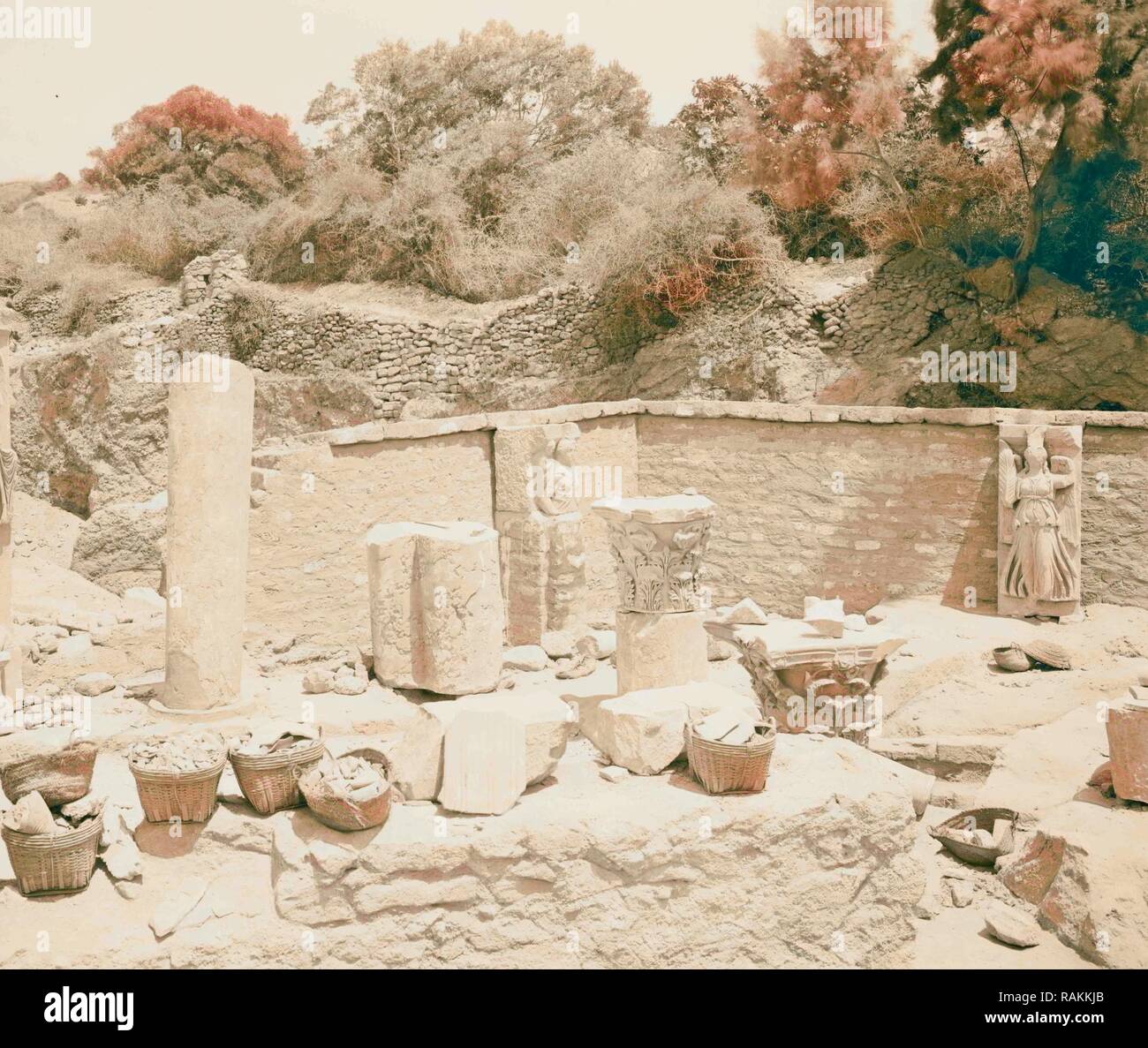 Ruins at Askalon, June 1921. 1921, Israel, Ashḳelon. Reimagined by ...
