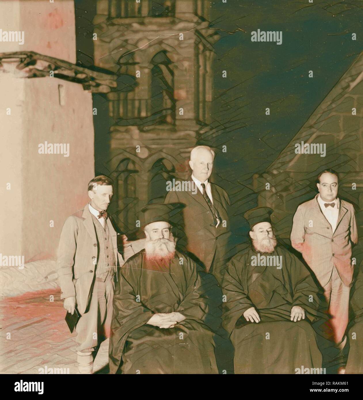 Eric Matson, Dr. Robinson (of Chicago Univ.), Goldberg, & 2 monks at St ...