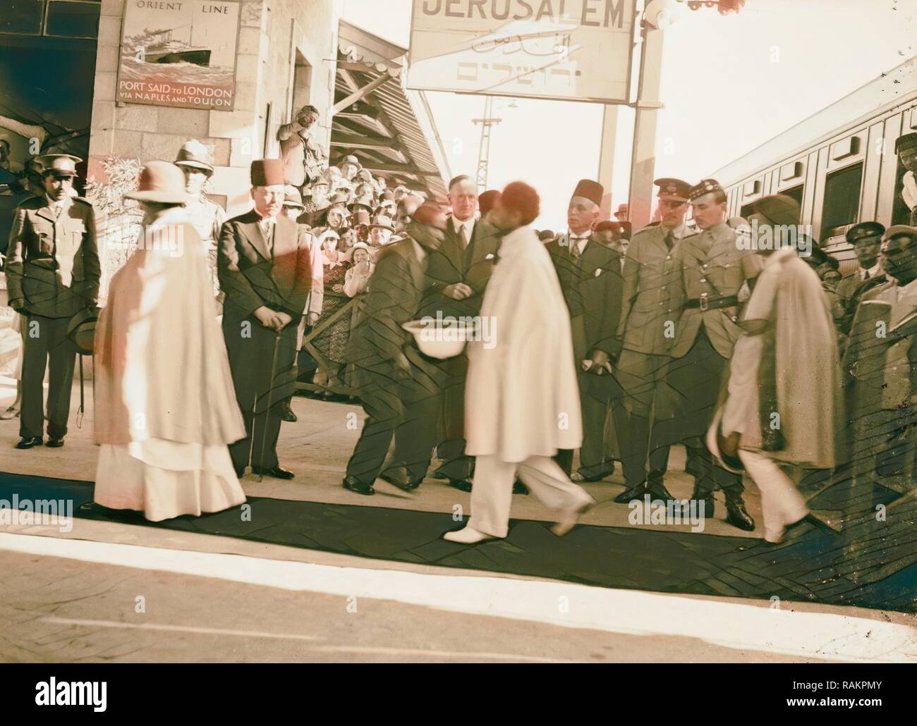 Haile Selassie group at Jerusalem railroad station 1920, Israel ...