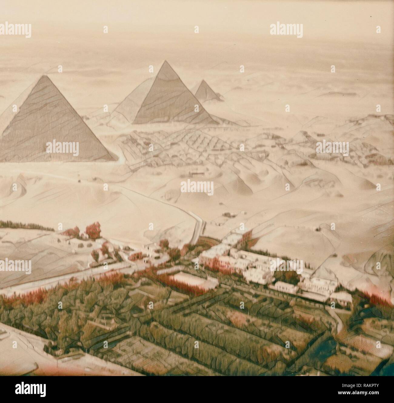 Aerial views, Alexandria. pyramids. 1910, Egypt. Reimagined by Gibon ...