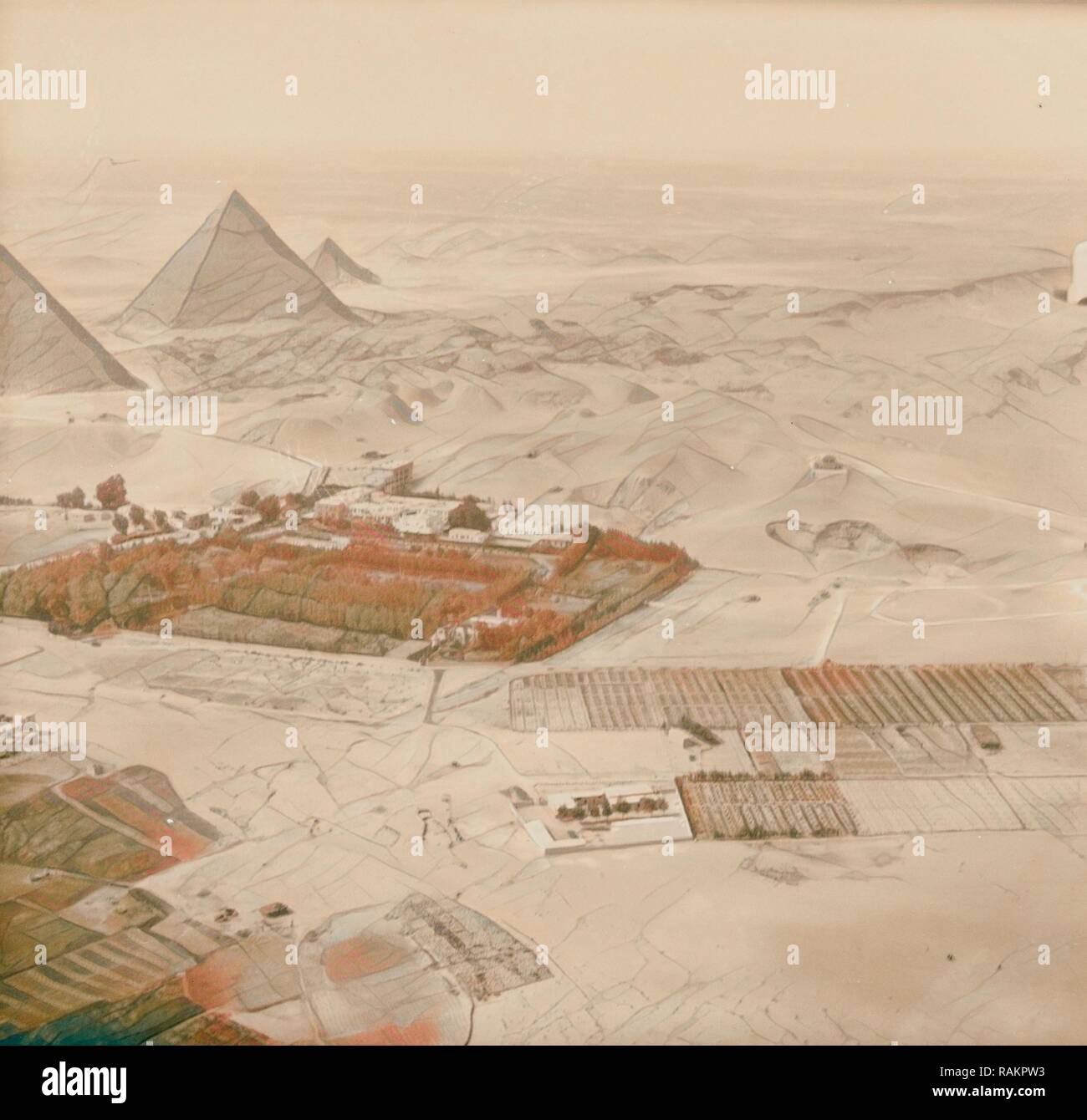 Aerial views, Alexandria. pyramids. 1910, Egypt. Reimagined by Gibon ...