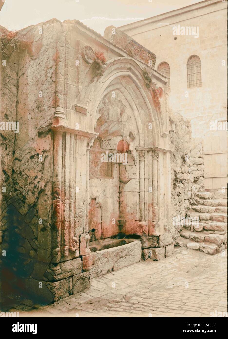 A sebil public fountain in Old City Jerusalem. 1934, Israel. Reimagined ...