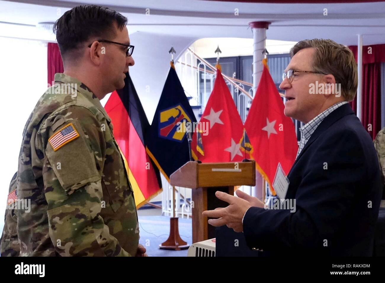 Retired Maj. Gen. Paul Patrick, right, a former commander of the 7th ...