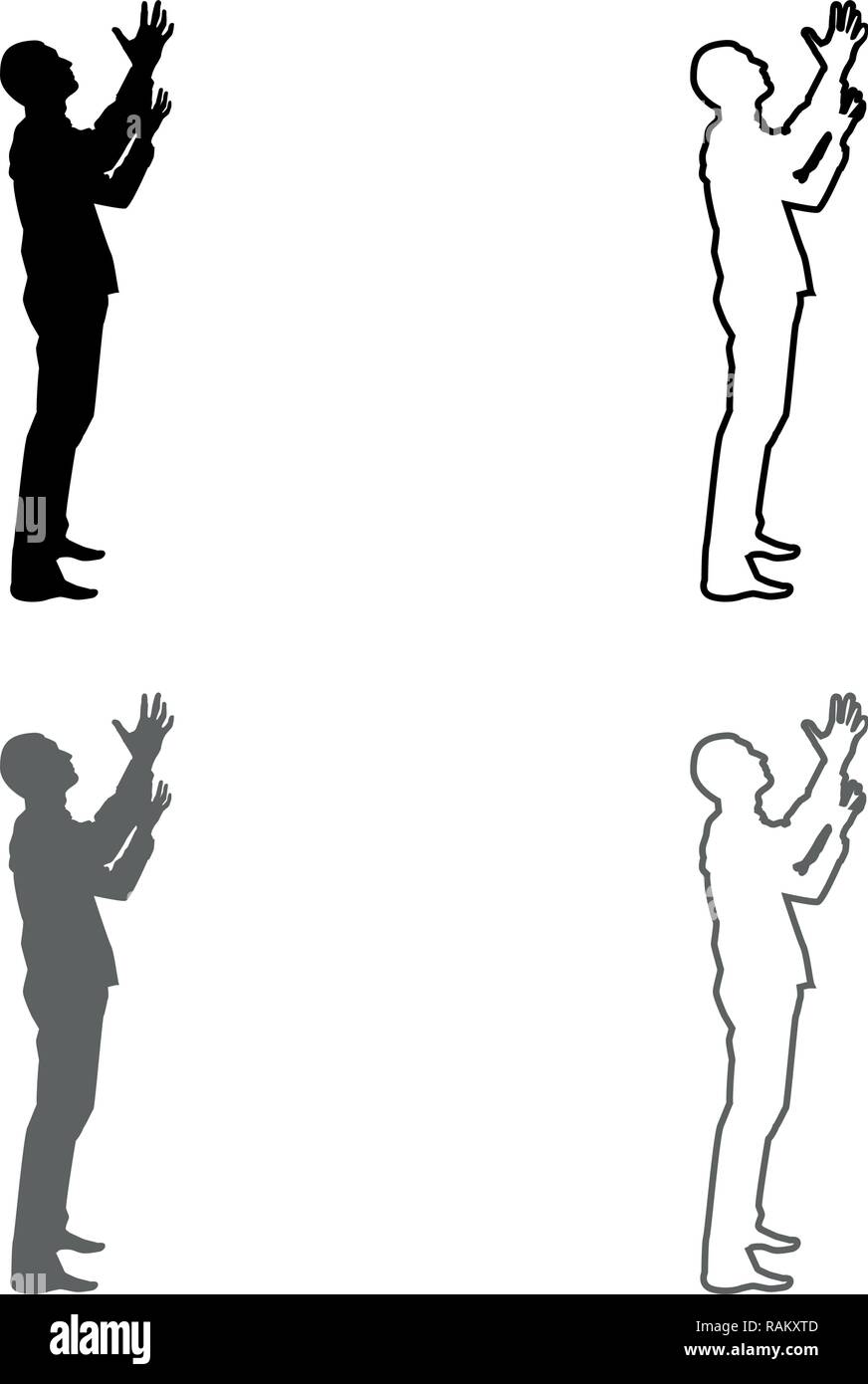 Man is turning to heaven Man up arm Appeal to god Pray concept ...