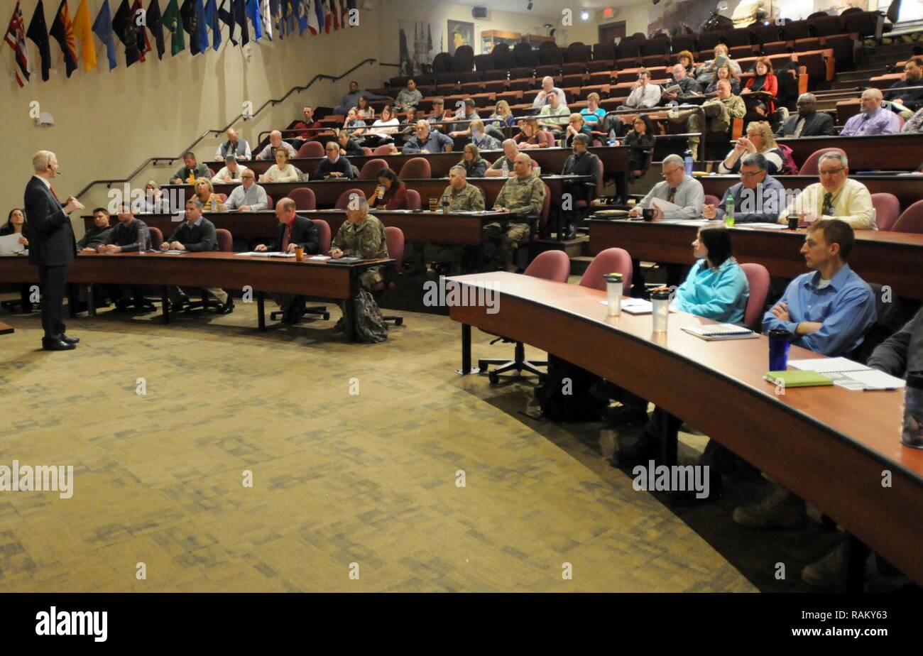 Soldier and Civilian leaders and supervisors listen as Dr. David Wetzel ...