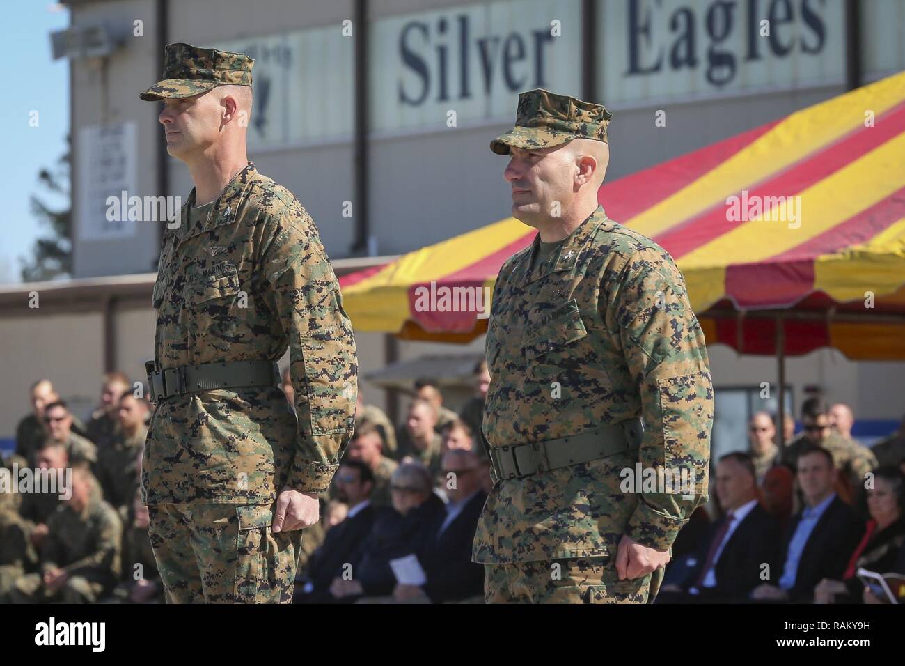 Col. Robert Cooper (left) and Col. Frank Latt (right) stand at ...