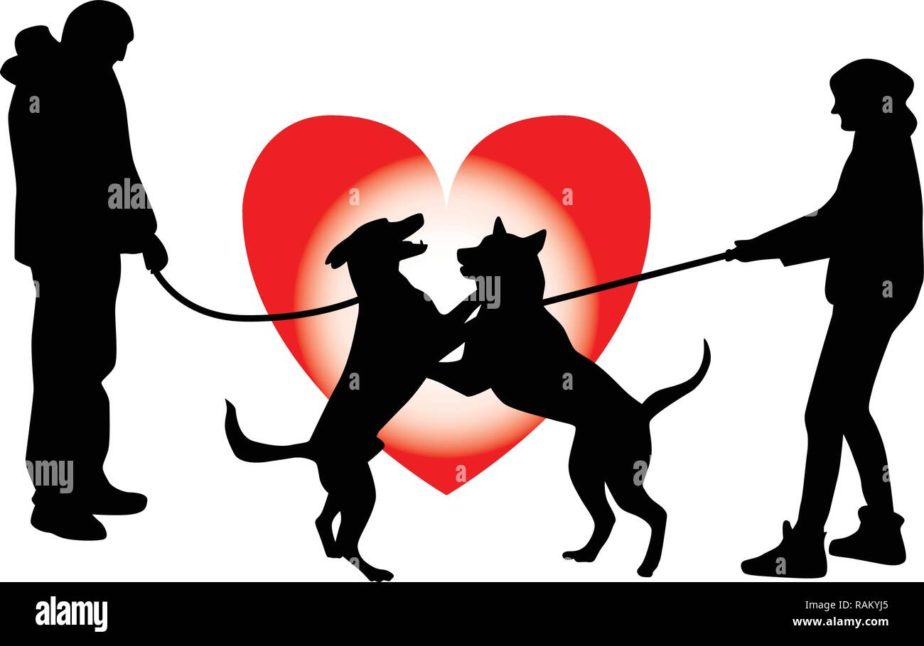 Woman black dog in Stock Vector Images - Alamy