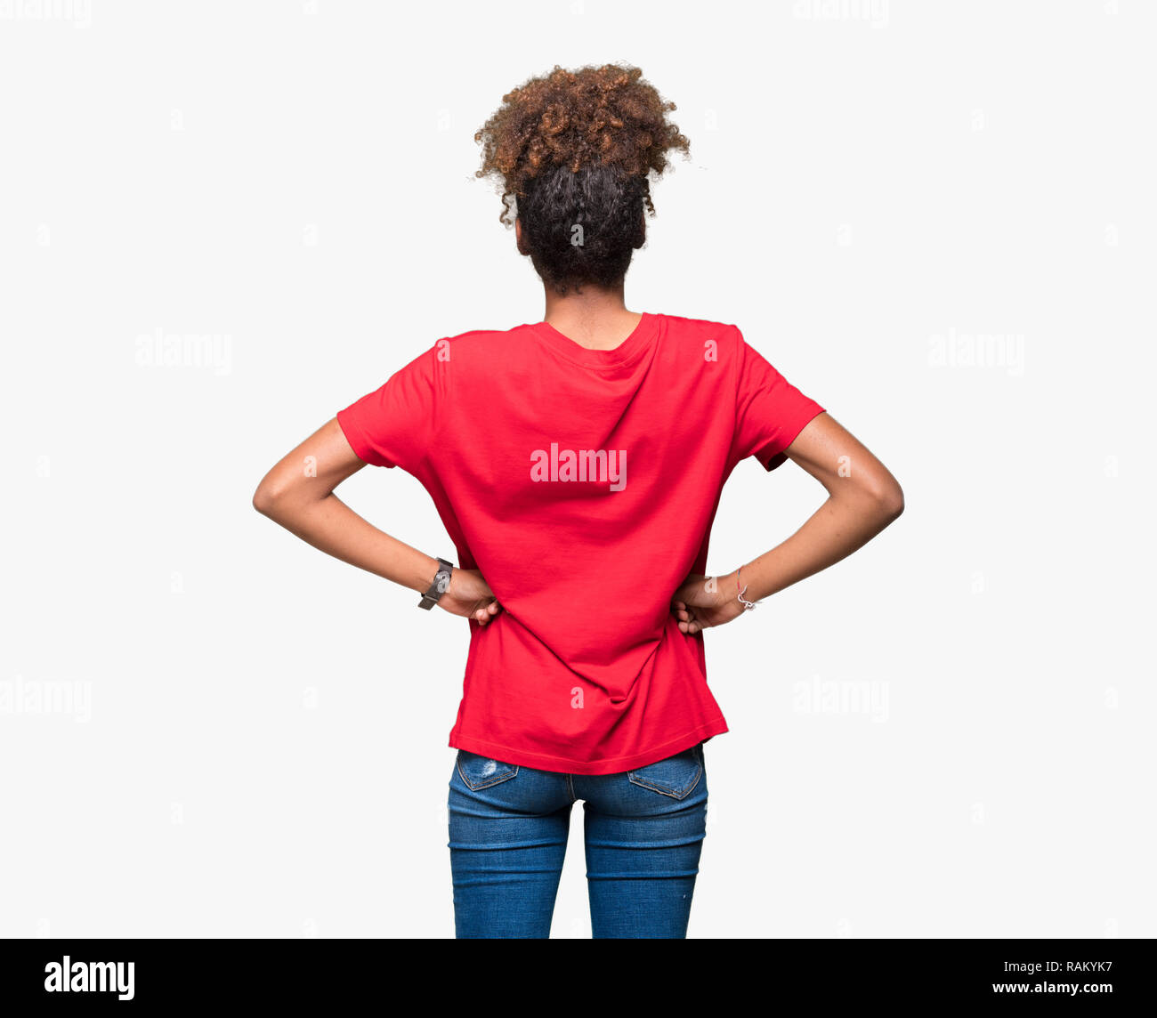 Beautiful young african american woman over isolated background ...