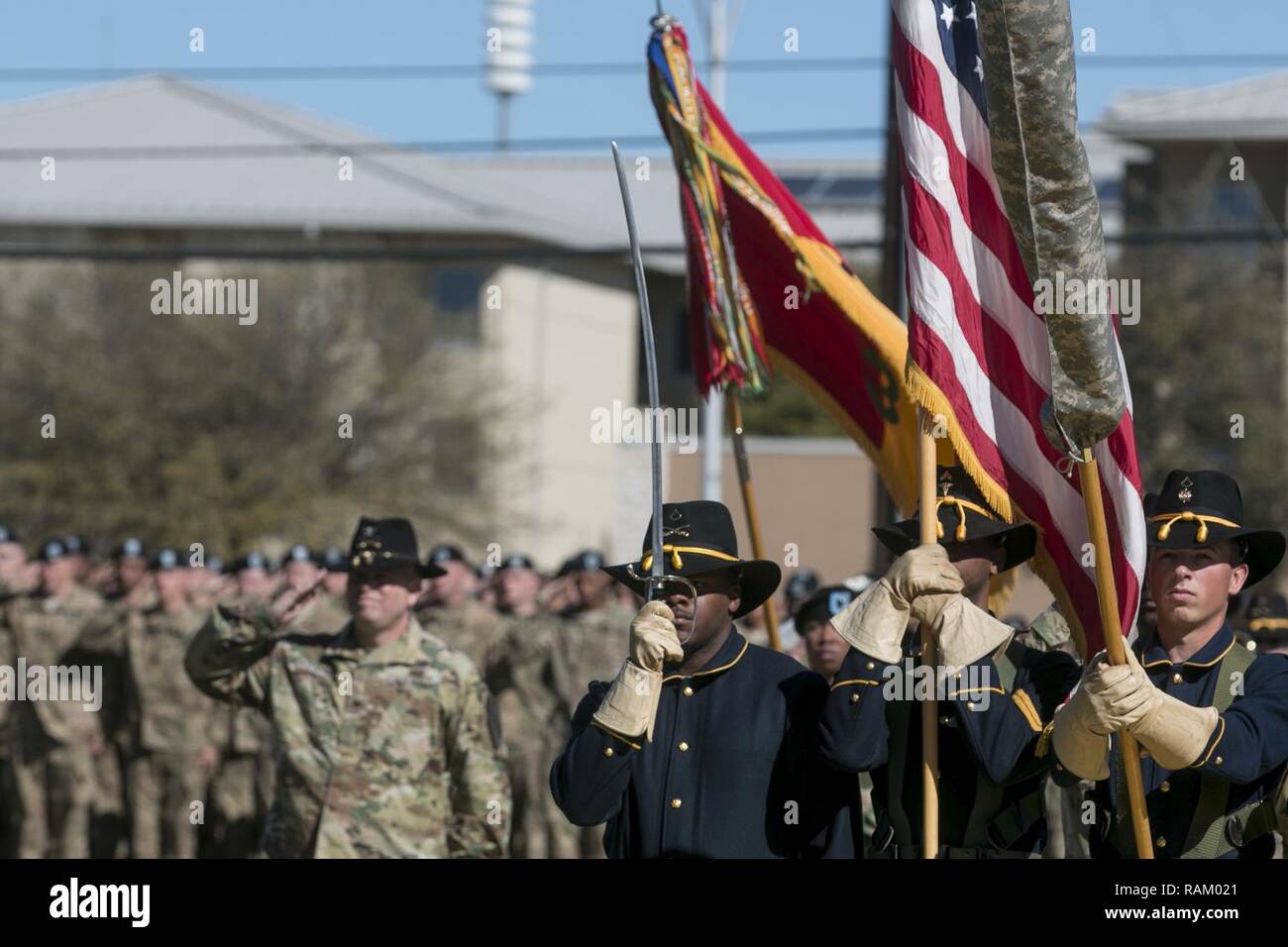 The 1st Cavalry Division Color Guard; along with the commander of the ...