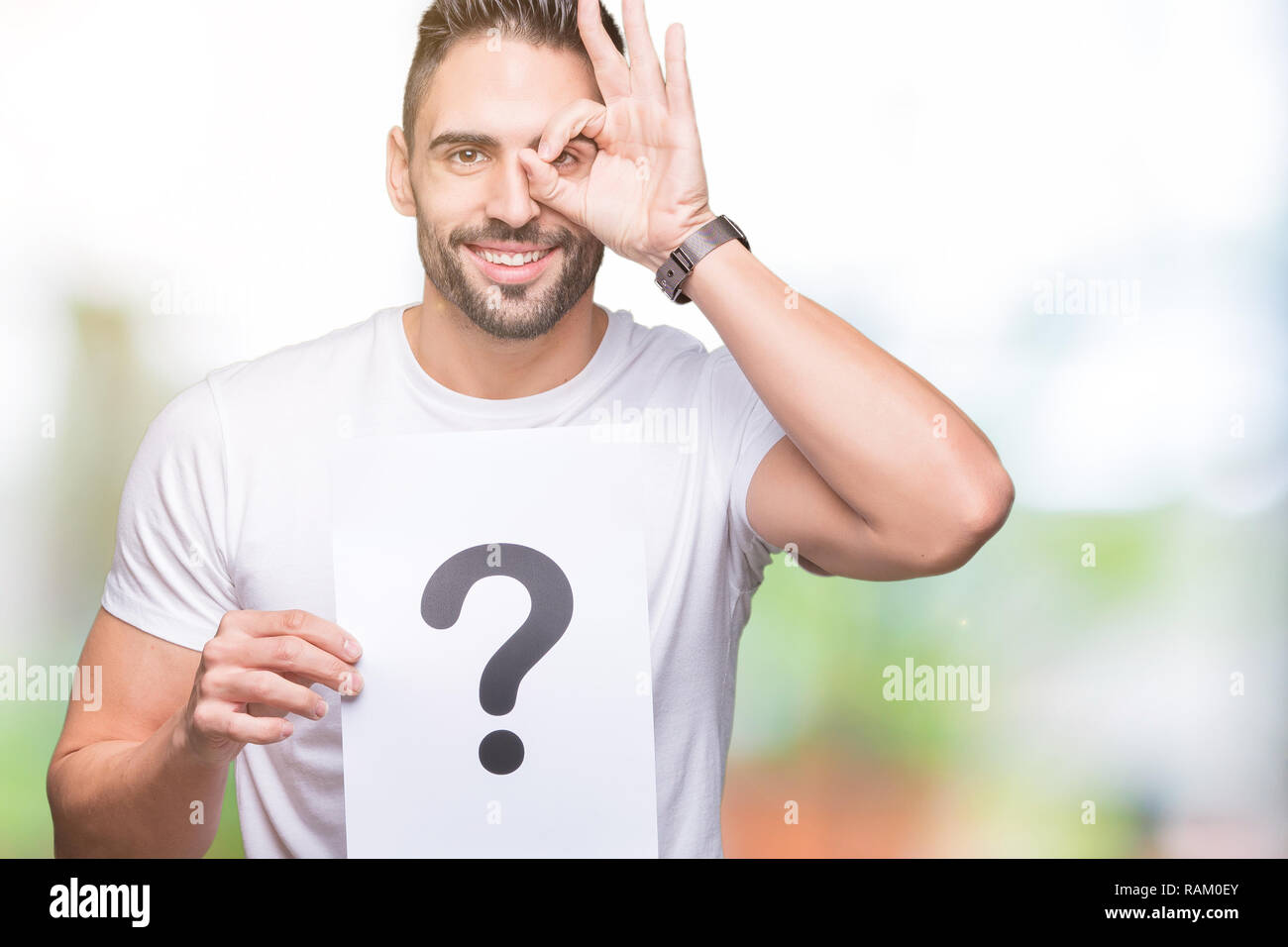 Funny young guy question mark hi-res stock photography and images - Alamy