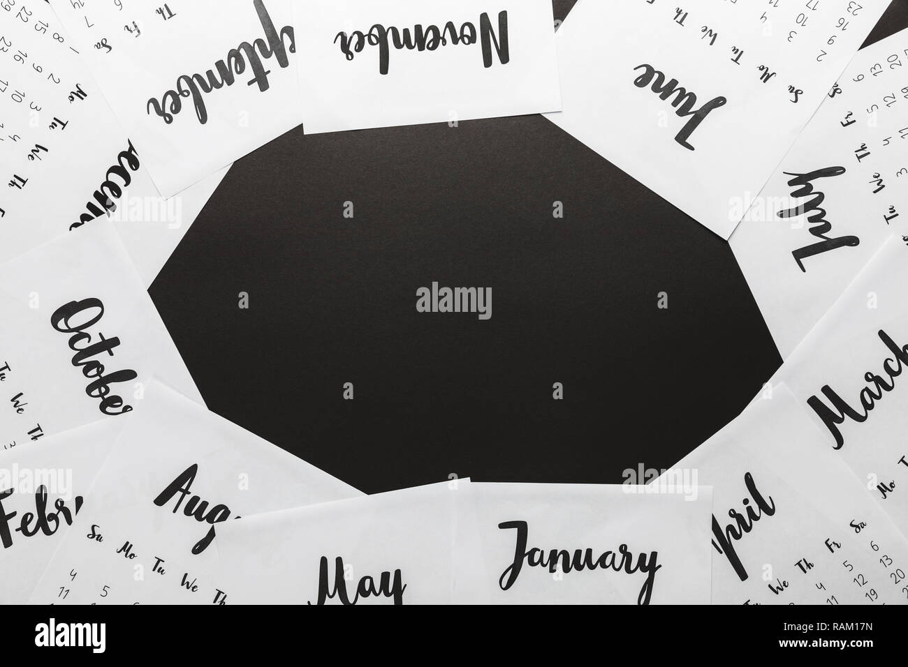 top view of 2019 calendar on black background Stock Photo - Alamy