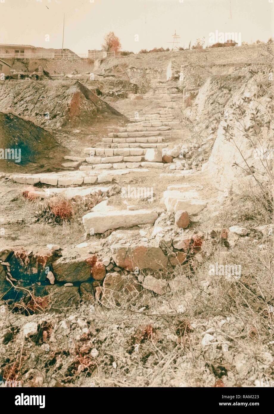 Excavations on the grounds of the Assumptionists. Old Roman stairway ...