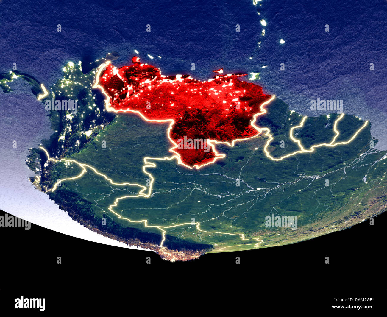 Night map of venezuela hi-res stock photography and images - Alamy