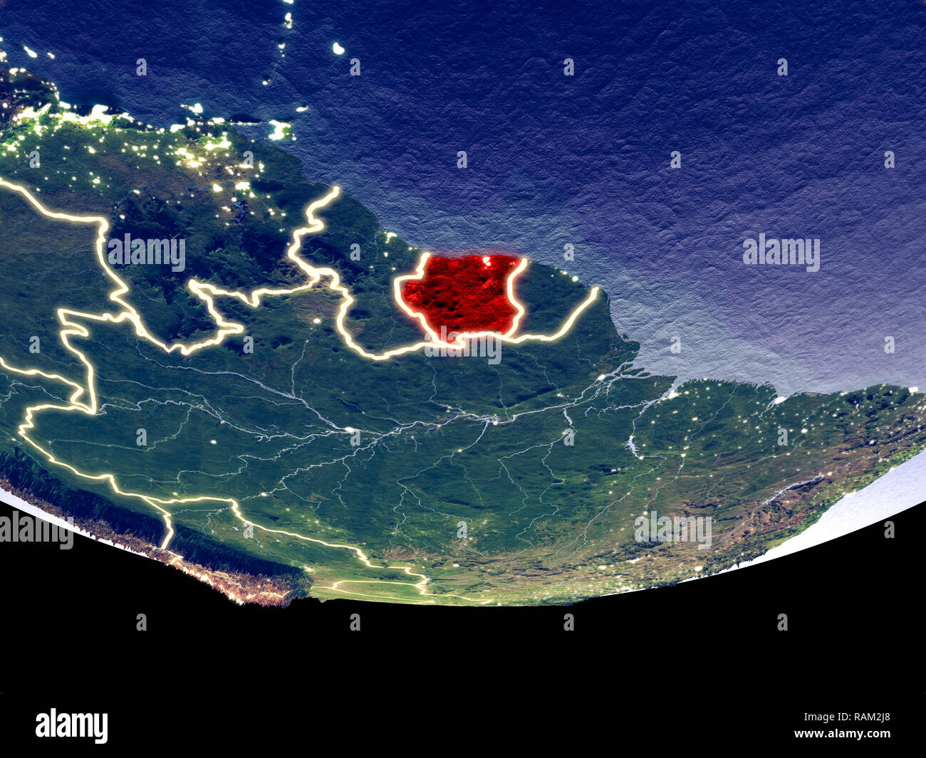 Satellite view suriname country hi-res stock photography and images - Alamy