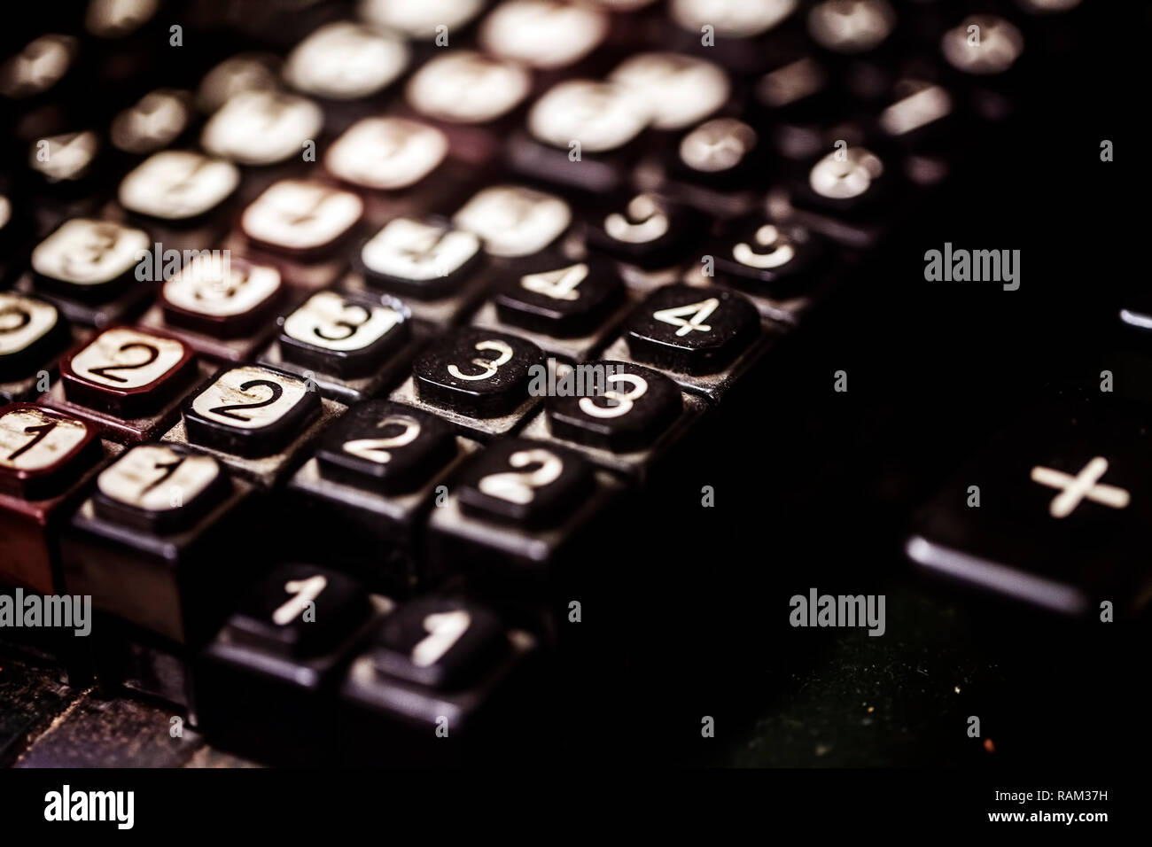 Old Vintage Antique Metal Calculator Finance Concept Object Stock Photo ...