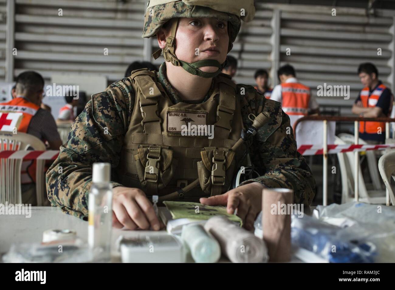 U.S. Navy Hospital Corpsman Third Class Shannon Muniz, Combat Logistics ...