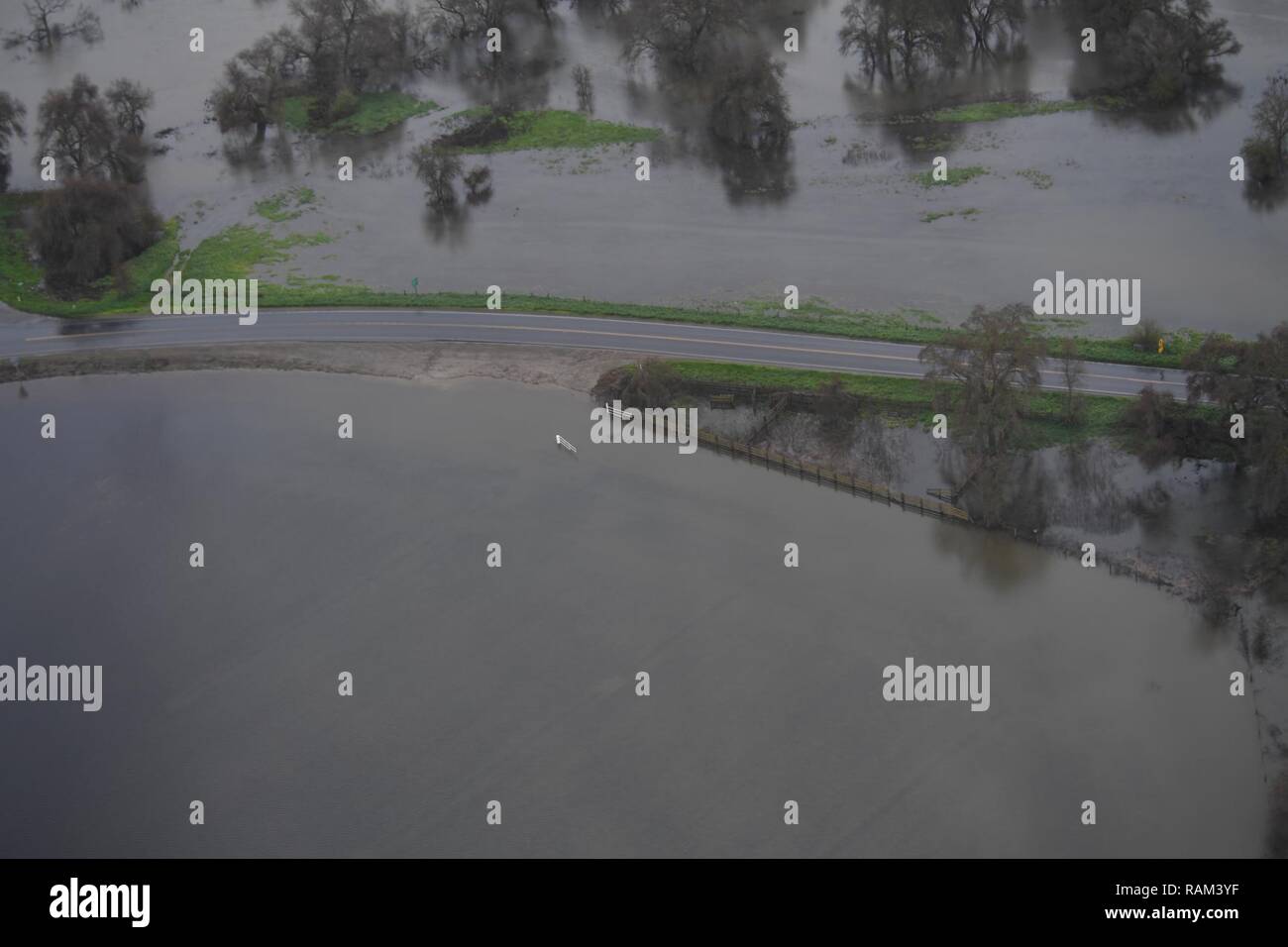Aerial view of flood damage and assessment from UH-72 Pilotted by Chief ...