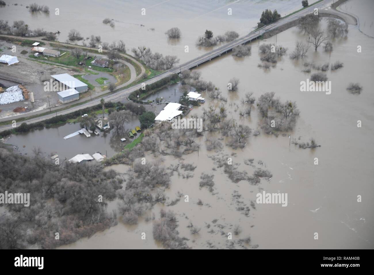 Aerial view of flood damage and assessment from UH-72 Pilotted by Chief ...