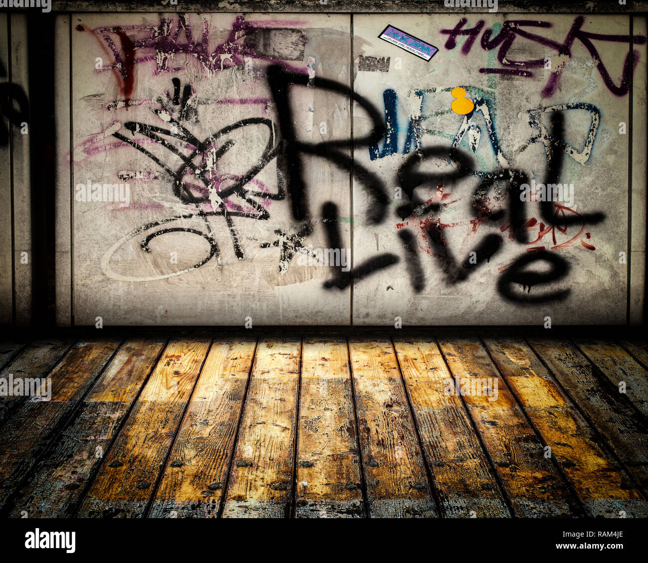 Abstract Graffiti Wall Room Interior Stage Background Stock Photo - Alamy