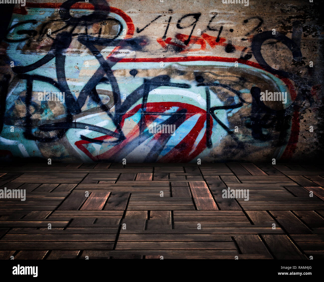 Abstract Graffiti Wall Room Interior Stage Background Stock Photo - Alamy