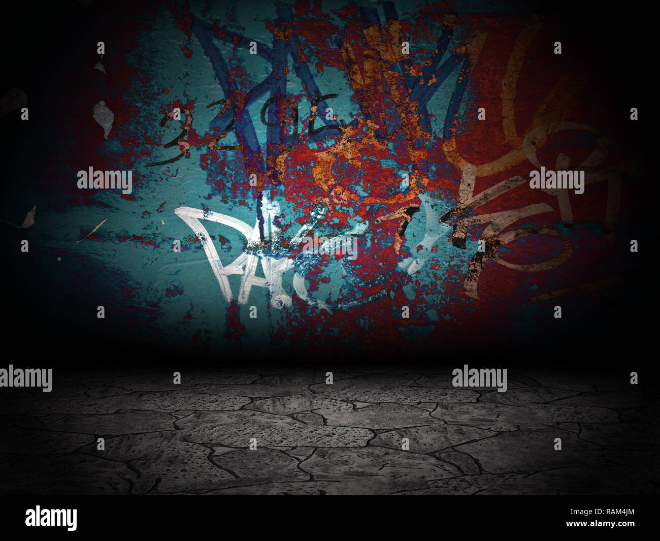 Abstract Graffiti Wall Room Interior Stage Background Stock Photo - Alamy