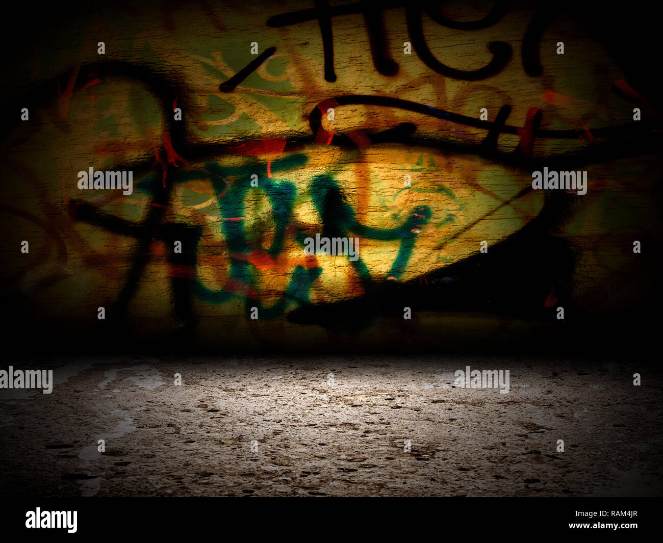 Abstract Graffiti Wall Room Interior Stage Background Stock Photo - Alamy