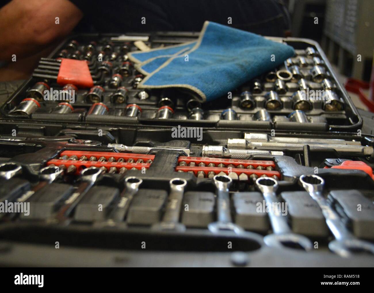 NORFOLK (Feb. 16, 2017) Master-At-Arms 1st Class John Eichner works on ...