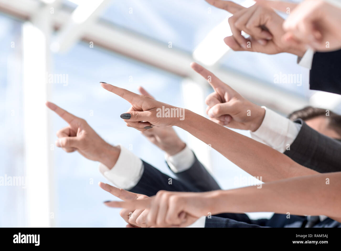 Close up finger pointing up sky hi-res stock photography and images - Alamy