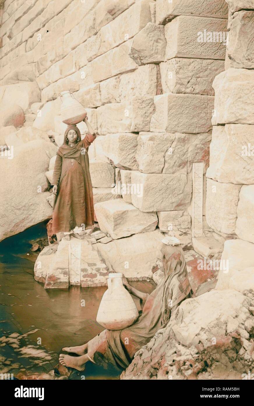 Egyptian characters, etc. The Nilometer on Elephantine Island 1900 ...