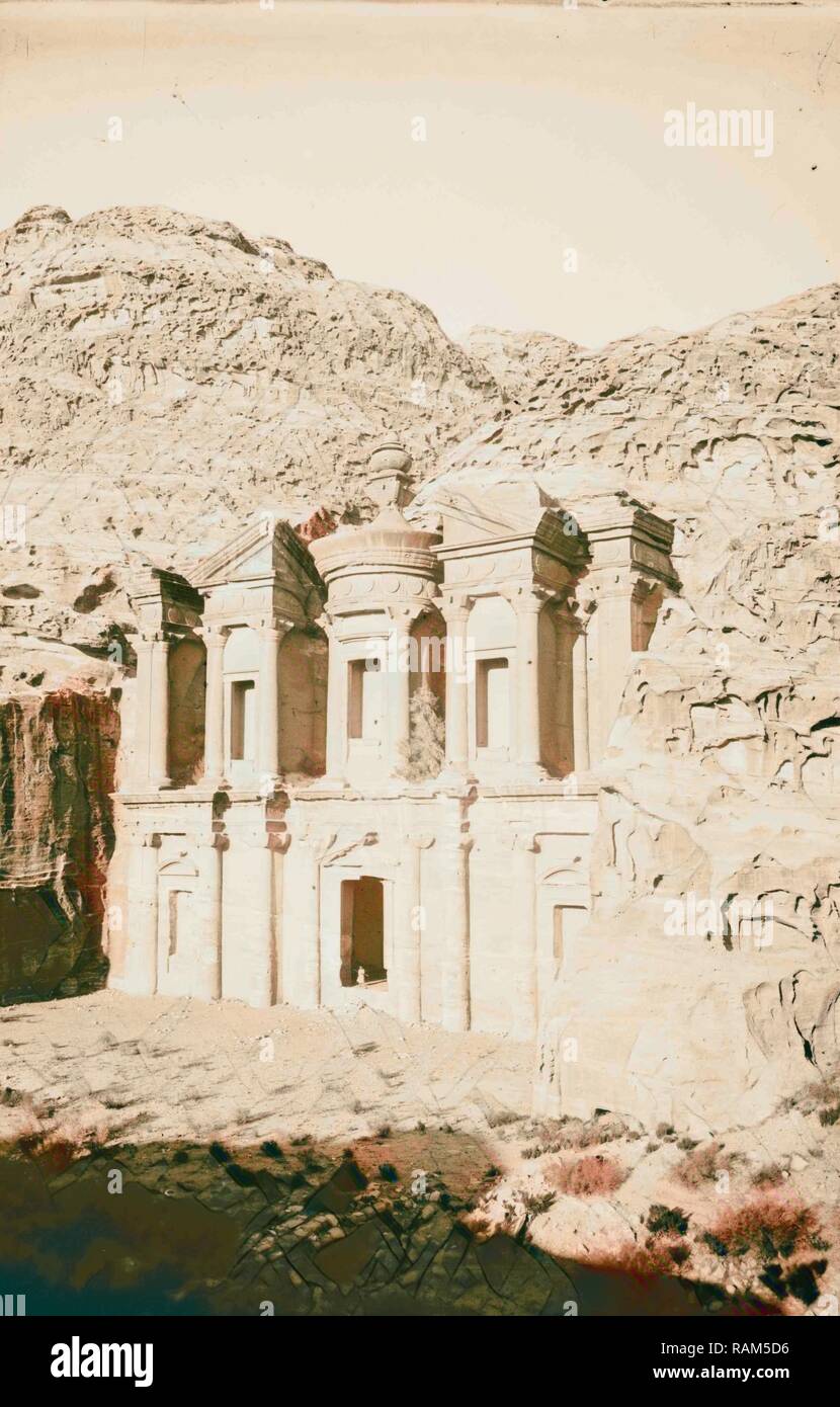 Temple of Ed-Deir from the southwest 1900, Jordan, Petra (Extinct city ...