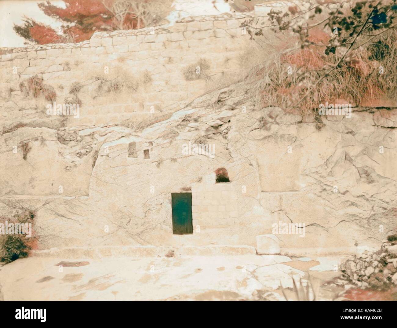 Exterior of the Garden Tomb. 1898, Jerusalem, Israel. Reimagined by ...