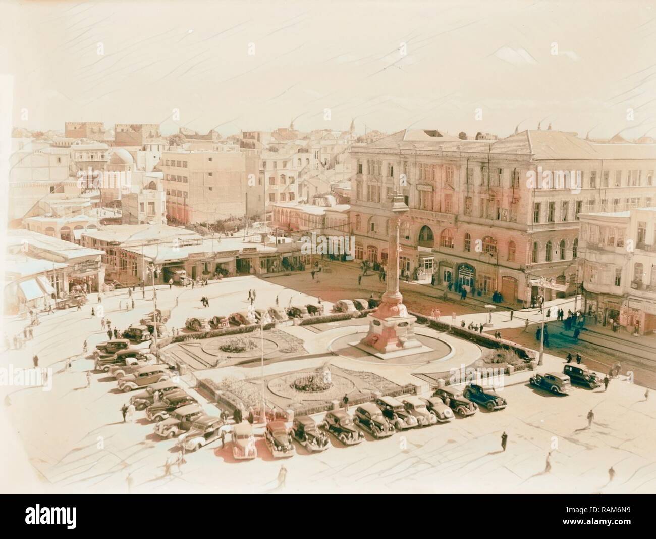 City square in Damascus, Syria. 1920, Syria, Damascus. Reimagined by ...