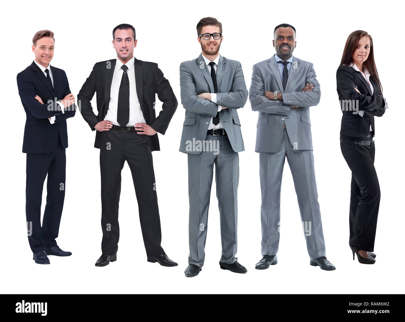 in full growth.boss and his business team standing together Stock Photo ...