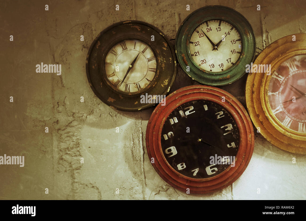 Aged wooden wall clocks hi-res stock photography and images - Alamy