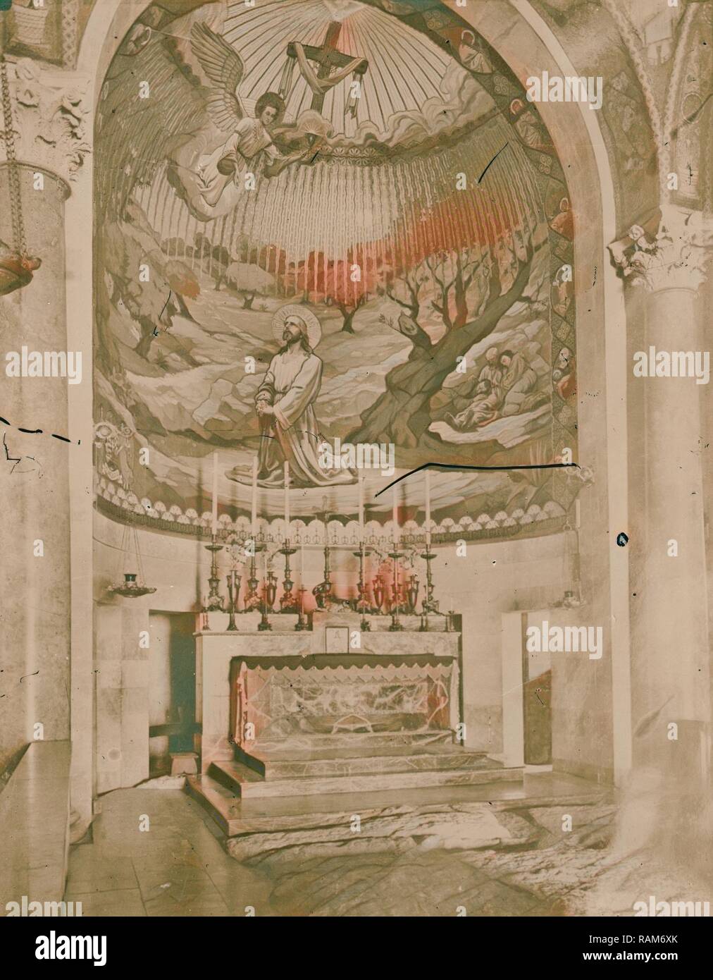 Showing the altar on the 'Rock of Agony' in the Basilica of Gethsemane ...