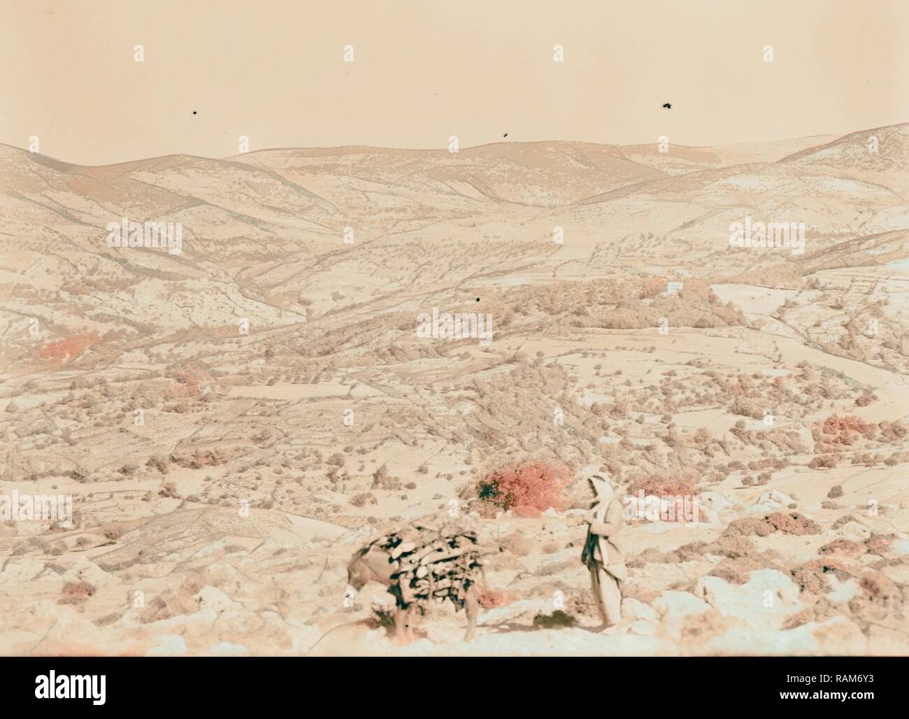 Tibna, northwest of Jerusalem, Modin, distant view 1900, West Bank ...