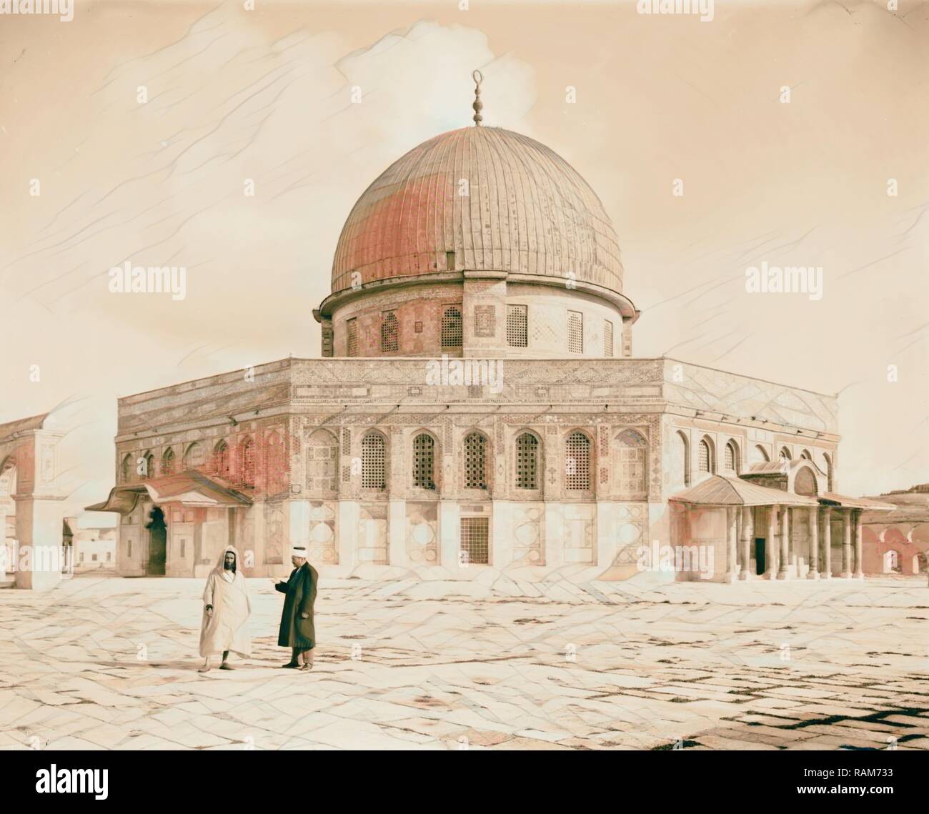 Mosque of Omar, Dome of the Rock. 1898, Jerusalem, Israel. Reimagined ...