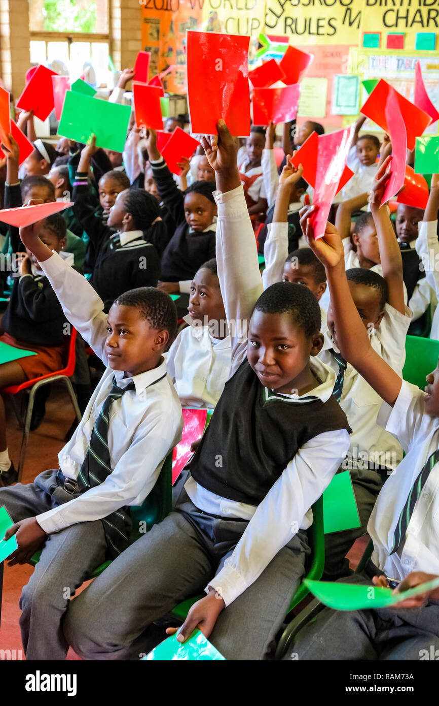Soweto, South Africa - October 26 2011: African Children in Primary ...