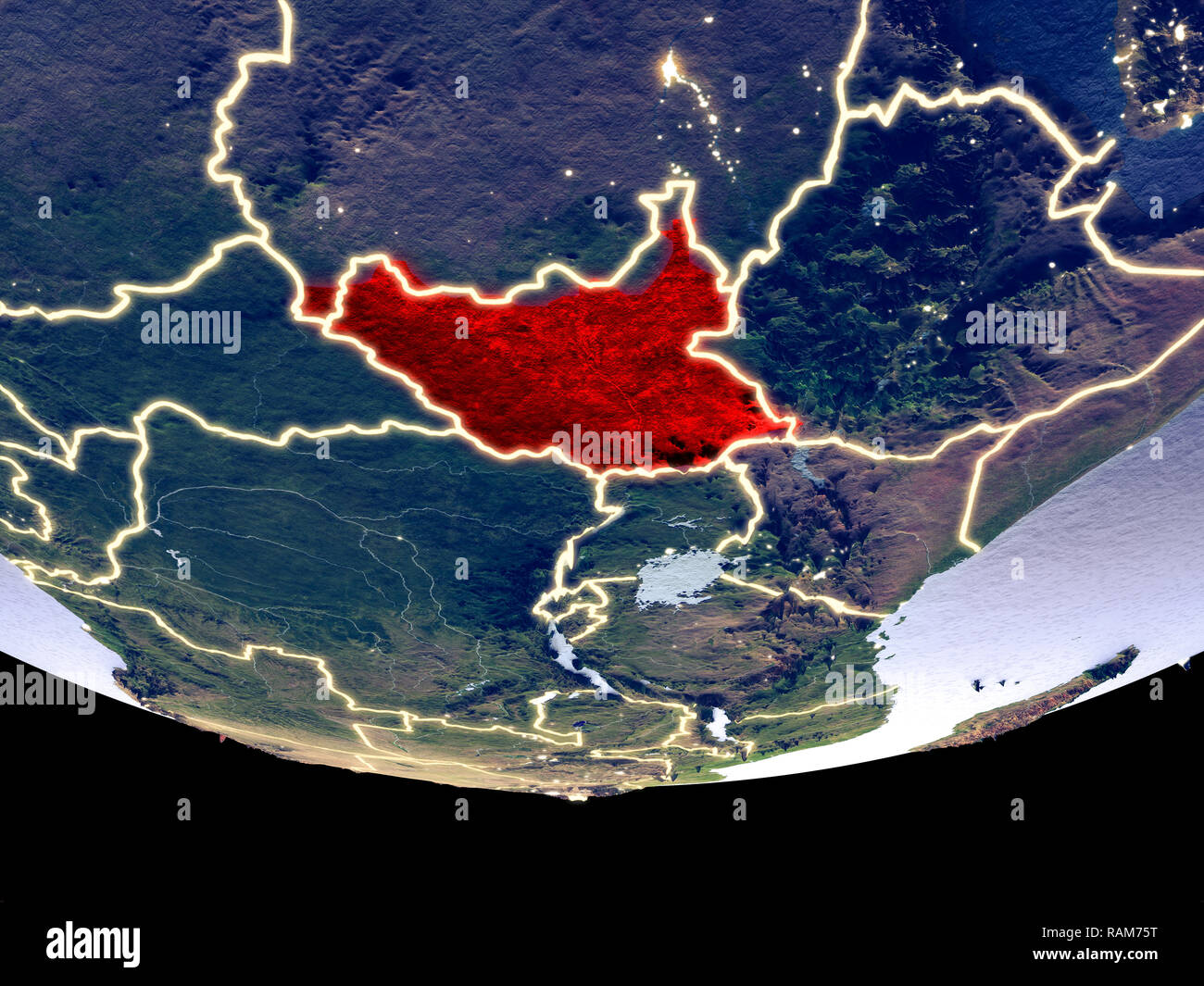 Satellite view sudan south sudan country hi-res stock photography and ...