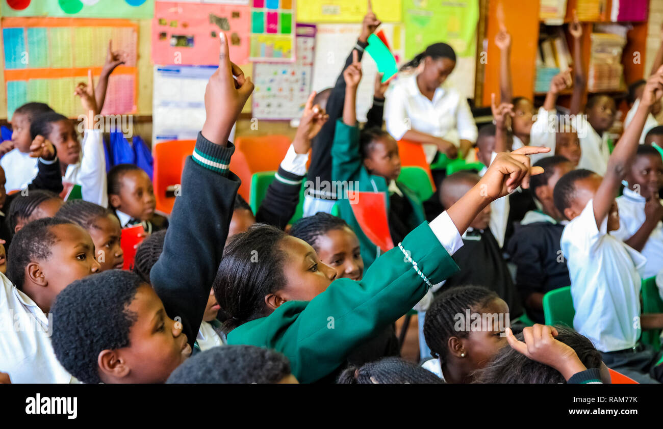 Soweto, South Africa - October 26 2011: African Children in Primary ...