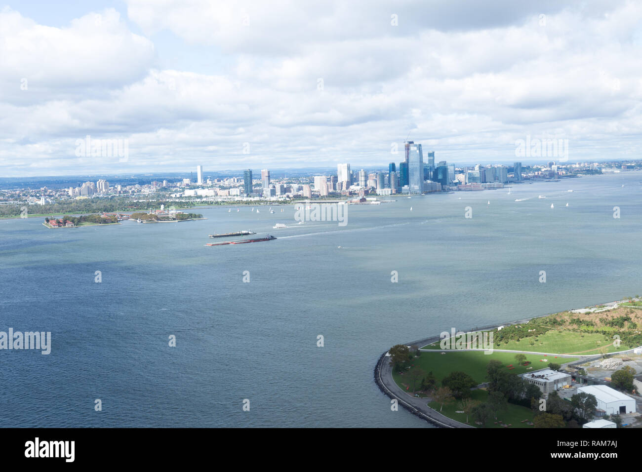 aerial view of atlantic ocean and new york city, usa Stock Photo - Alamy