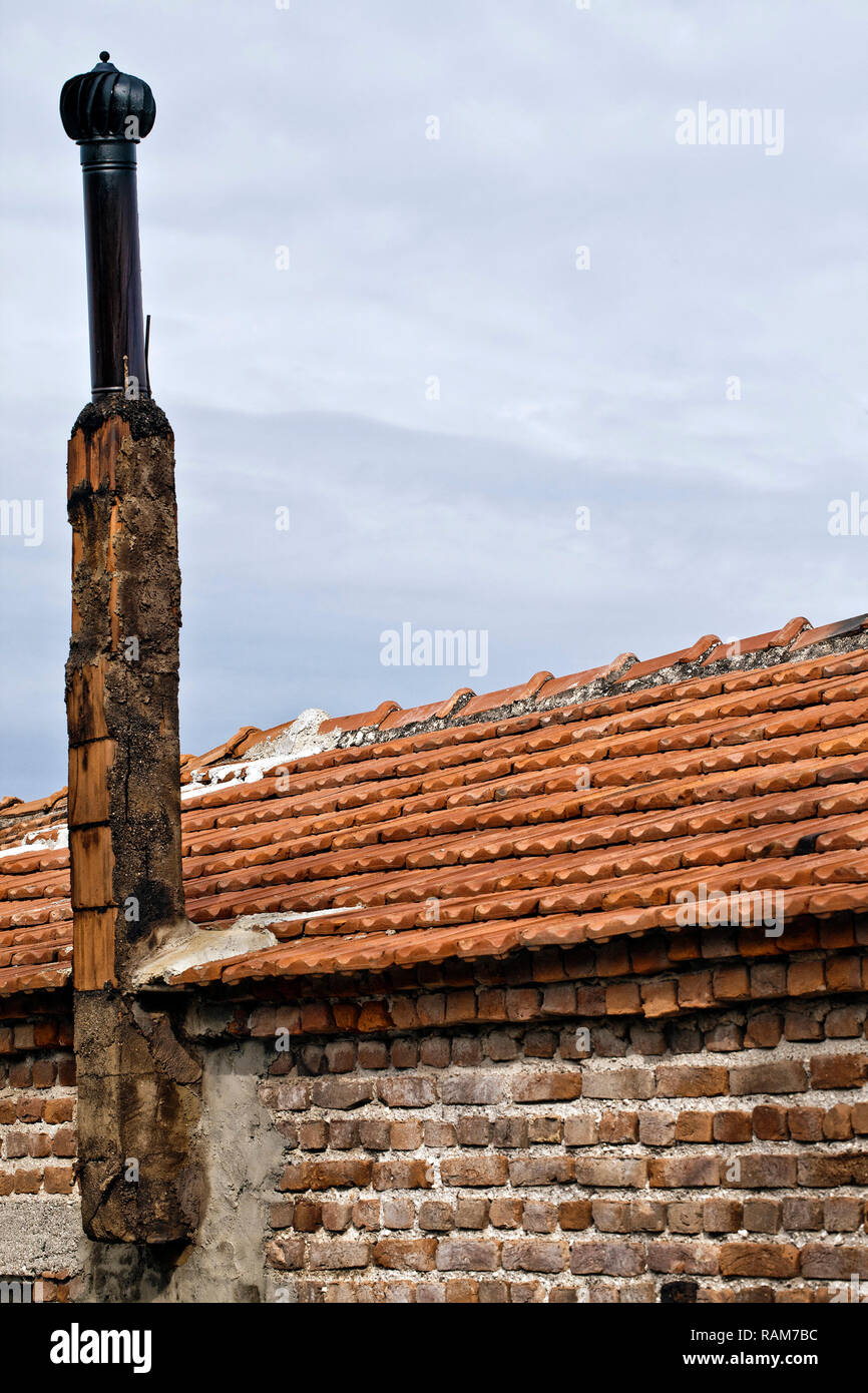 Abstract Vintage Brick Stone Made House Chimney Photo Stock Photo - Alamy