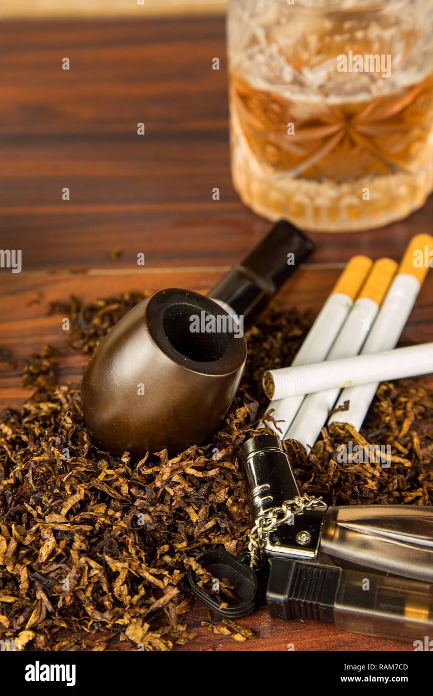 Unhealthy Addiction Nicotine Tobacco Pipe Cigar Photo Stock Photo - Alamy