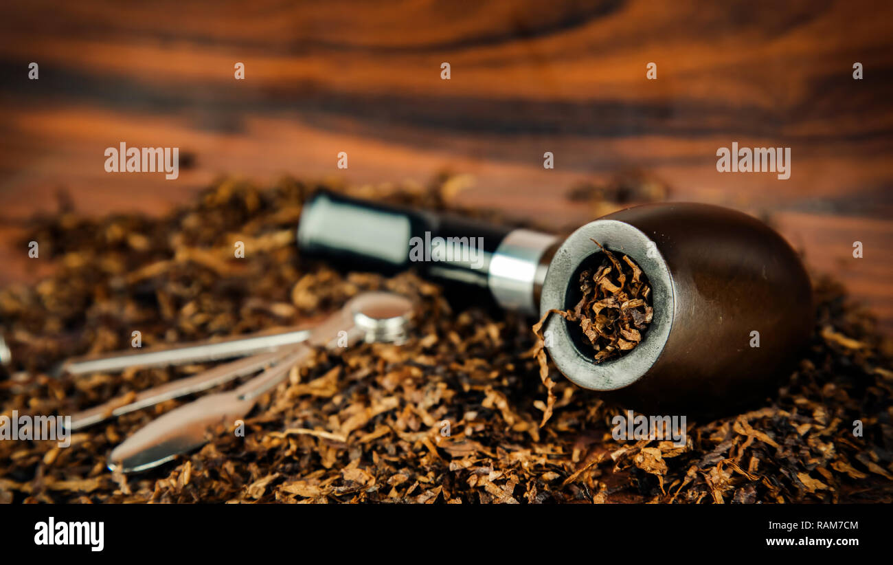 Unhealthy Addiction Nicotine Tobacco Pipe Cigar Photo Stock Photo - Alamy