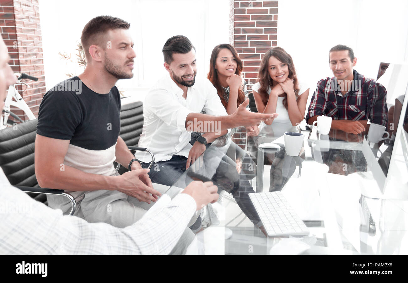business team working with data on the computer Stock Photo - Alamy