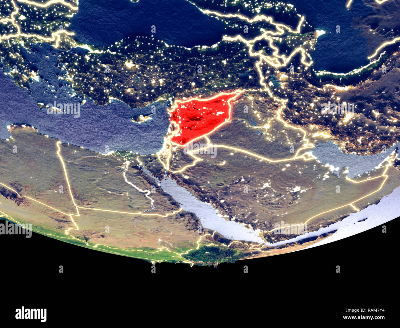 Syria map borders cities hi-res stock photography and images - Alamy