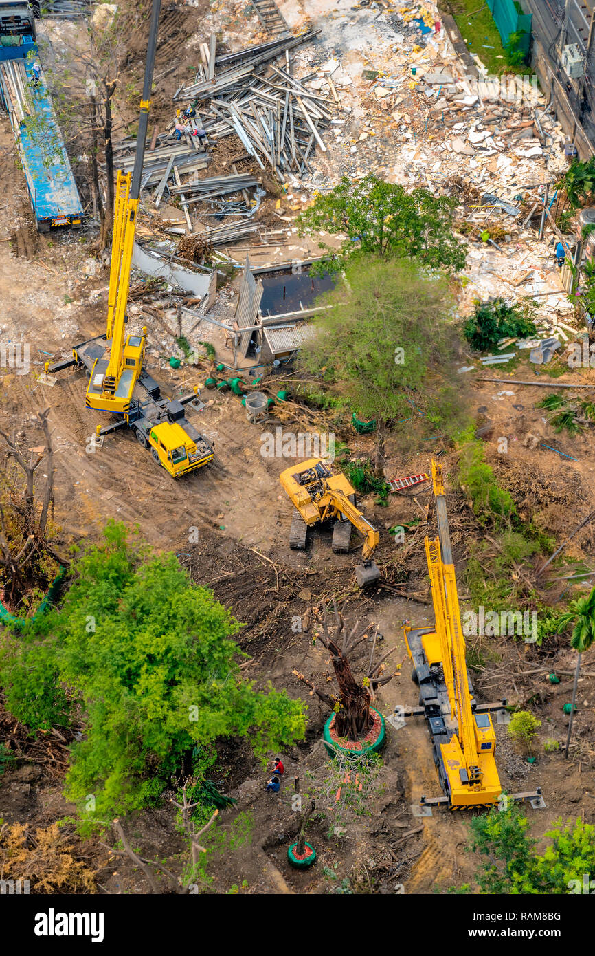 Aerial view of site preparation and construction in progress Stock ...