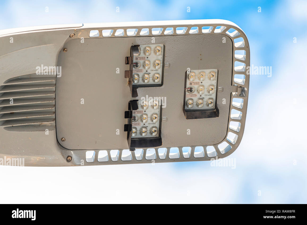 LED street lamp luminaire with shielding applied to exposed chip ...