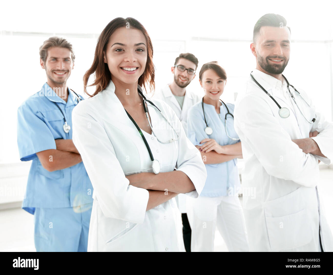 bottom view.professional team of doctors medical center Stock Photo - Alamy